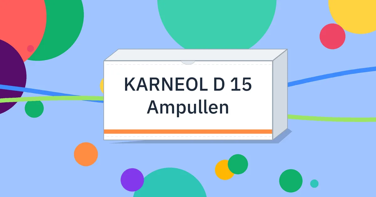 Symbolbild: Packung mit der Aufschrift KARNEOL D 15 Ampullen (PZN 02880324) – Verfügbarkeit und Bezug in Apotheken in Frankfurt am Main
