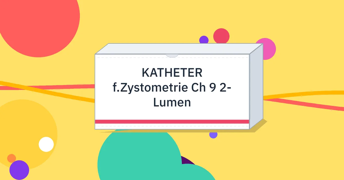 Symbolbild: Packung mit der Aufschrift KATHETER f.Zystometrie Ch 9 2-Lumen (PZN 12504674) – Verfügbarkeit und Bezug in Apotheken in Frankfurt am Main