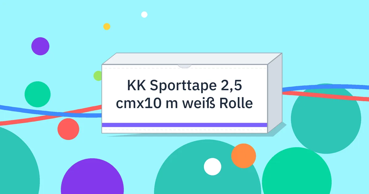 Symbolbild: Packung mit der Aufschrift KK Sporttape 2,5 cmx10 m weiß Rolle (PZN 14242534) – Verfügbarkeit und Bezug in Apotheken in Frankfurt am Main