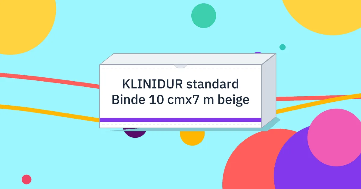 Symbolbild: Packung mit der Aufschrift KLINIDUR standard Binde 10 cmx7 m beige (PZN 19885627) – Verfügbarkeit und Bezug in Apotheken in Frankfurt am Main