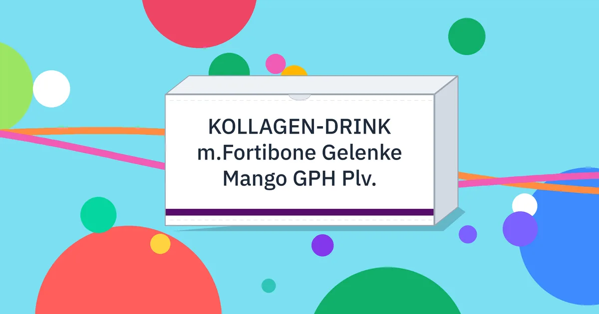 Symbolbild: Packung mit der Aufschrift KOLLAGEN-DRINK m.Fortibone Gelenke Mango GPH Plv. (PZN 20808135) – Verfügbarkeit und Bezug in Apotheken in Frankfurt am Main