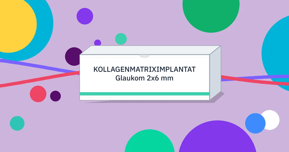 Symbolbild: Packung mit der Aufschrift KOLLAGENMATRIXIMPLANTAT Glaukom 2x6 mm (PZN 14001664) – Verfügbarkeit und Bezug in Apotheken in Frankfurt am Main