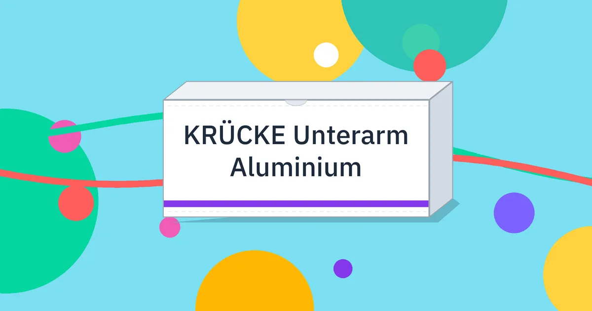 Symbolbild: Packung mit der Aufschrift KRÜCKE Unterarm Aluminium (PZN 01966408) – Verfügbarkeit und Bezug in Apotheken in Frankfurt am Main