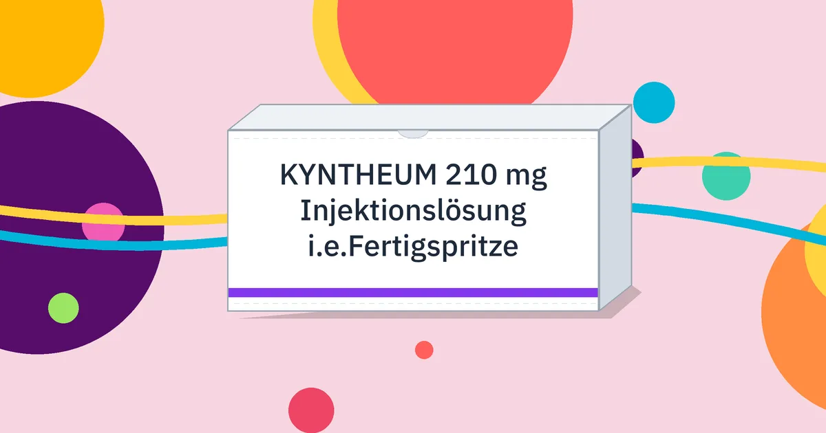Symbolbild: Packung mit der Aufschrift KYNTHEUM 210 mg Injektionslösung i.e.Fertigspritze (PZN 19486057) – Verfügbarkeit und Bezug in Apotheken in Frankfurt am Main