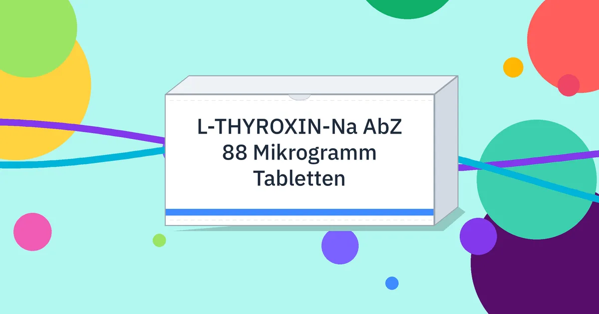Symbolbild: Packung mit der Aufschrift L-THYROXIN-Na AbZ 88 Mikrogramm Tabletten (PZN 08812016) – Verfügbarkeit und Bezug in Apotheken in Frankfurt am Main