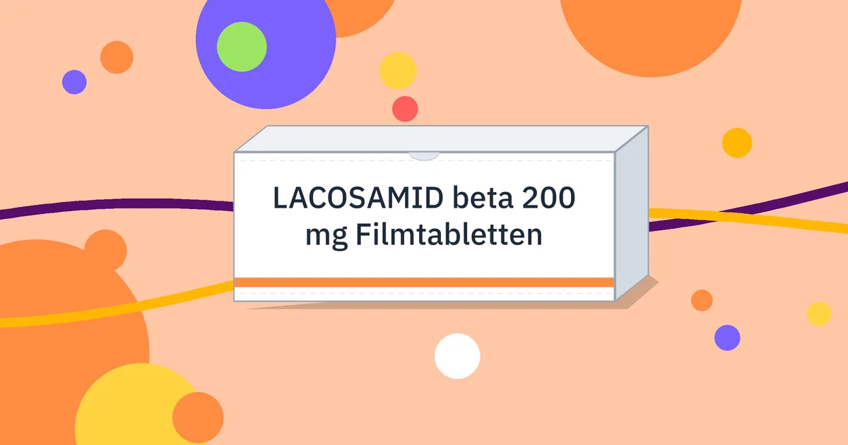 Symbolbild: Packung mit der Aufschrift LACOSAMID beta 200 mg Filmtabletten (PZN 17623076) – Verfügbarkeit und Bezug in Apotheken in Frankfurt am Main