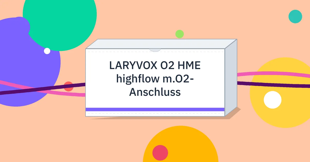 Symbolbild: Packung mit der Aufschrift LARYVOX O2 HME highflow m.O2-Anschluss (PZN 19888672) – Verfügbarkeit und Bezug in Apotheken in Frankfurt am Main