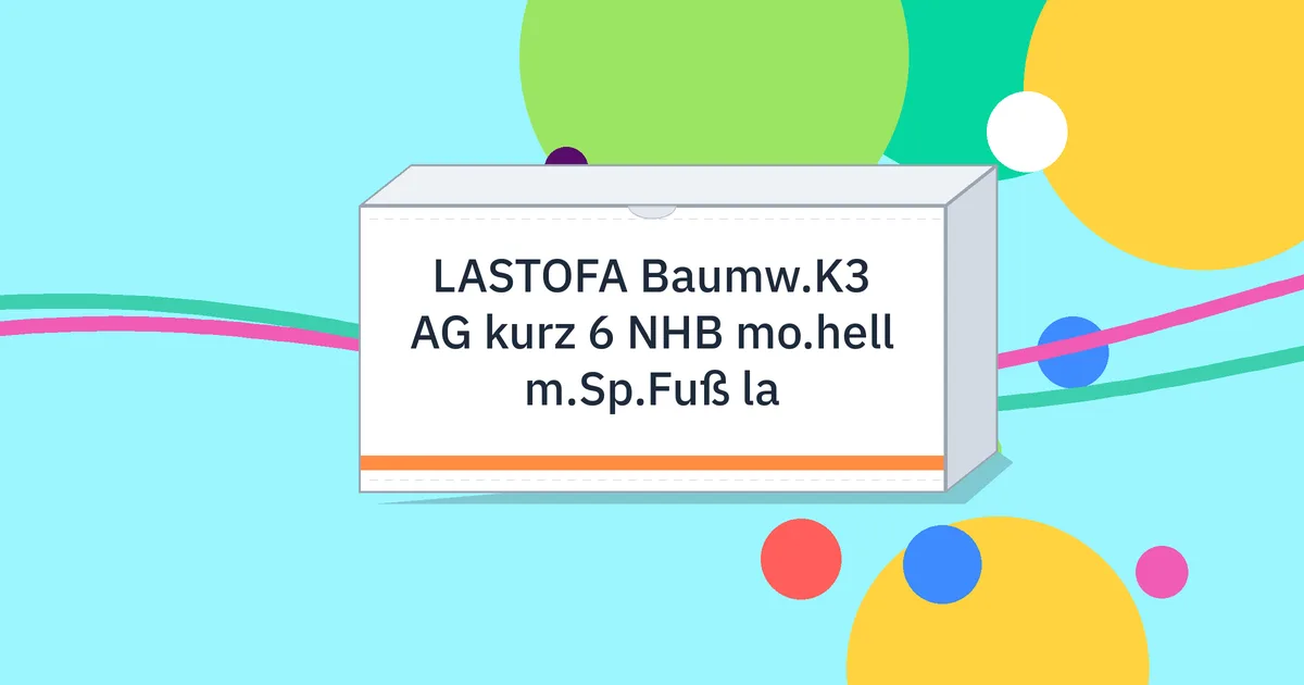 Symbolbild: Packung mit der Aufschrift LASTOFA Baumw.K3 AG kurz 6 NHB mo.hell m.Sp.Fuß la (PZN 01955528) – Verfügbarkeit und Bezug in Apotheken in Frankfurt am Main