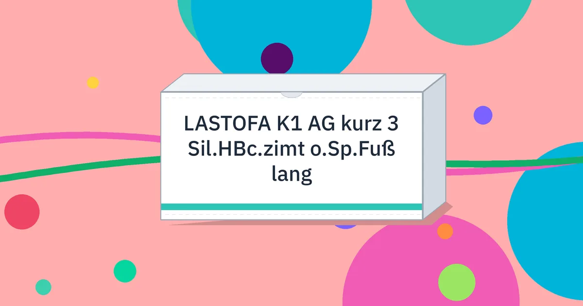 Symbolbild: Packung mit der Aufschrift LASTOFA K1 AG kurz 3 Sil.HBc.zimt o.Sp.Fuß lang (PZN 14148249) – Verfügbarkeit und Bezug in Apotheken in Frankfurt am Main