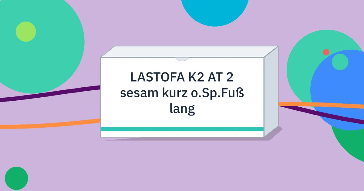 Symbolbild: Packung mit der Aufschrift LASTOFA K2 AT 2 sesam kurz o.Sp.Fuß lang (PZN 14151518) – Verfügbarkeit und Bezug in Apotheken in Frankfurt am Main