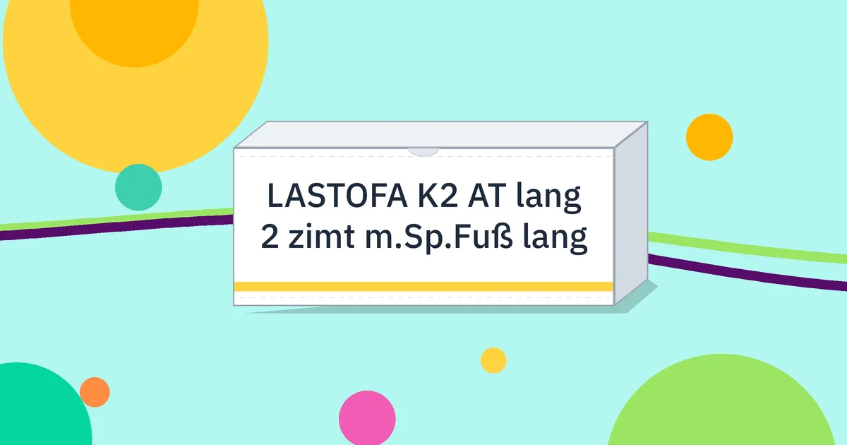 Symbolbild: Packung mit der Aufschrift LASTOFA K2 AT lang 2 zimt m.Sp.Fuß lang (PZN 13808583) – Verfügbarkeit und Bezug in Apotheken in Frankfurt am Main