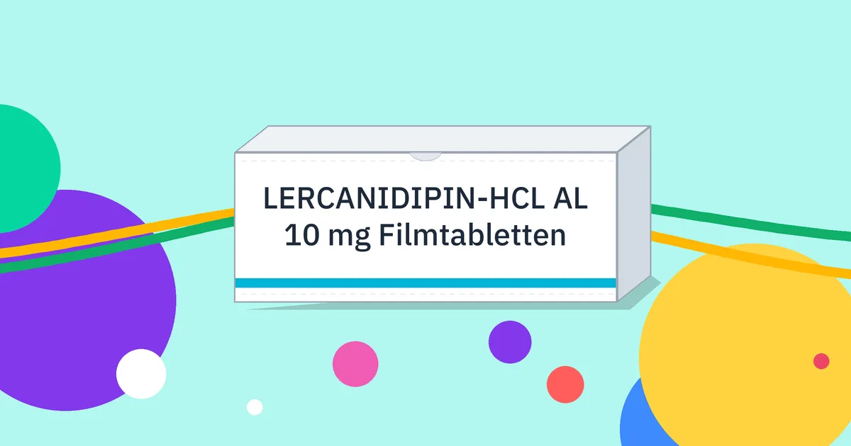Symbolbild: Packung mit der Aufschrift LERCANIDIPIN-HCL AL 10 mg Filmtabletten (PZN 01344859) – Verfügbarkeit und Bezug in Apotheken in Frankfurt am Main