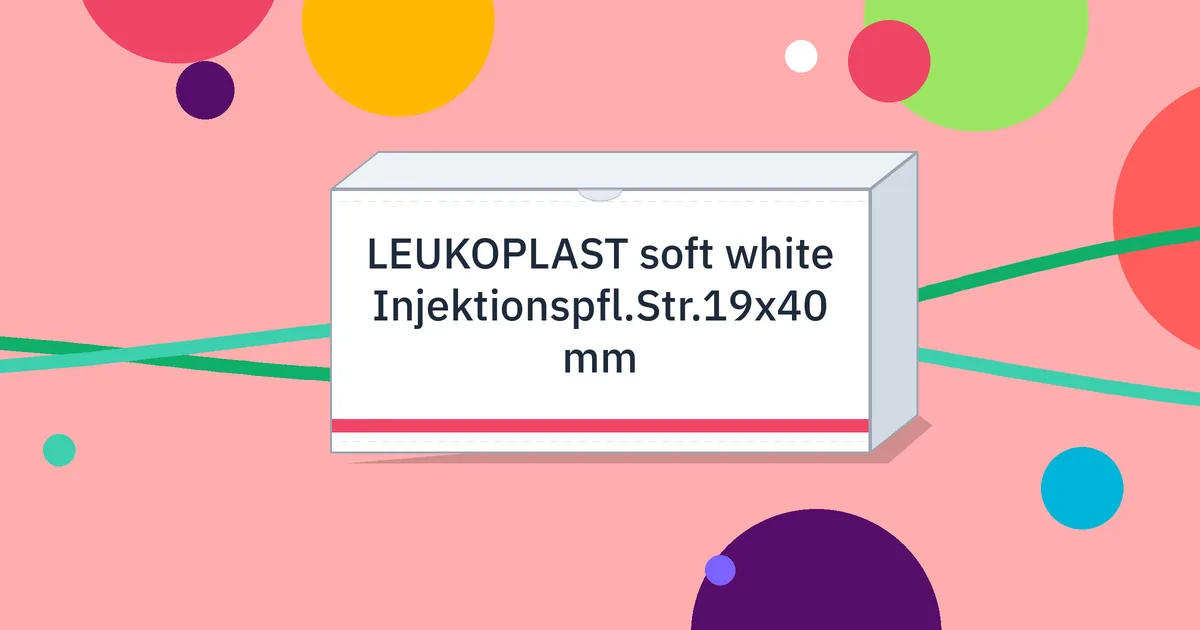 Symbolbild: Packung mit der Aufschrift LEUKOPLAST soft white Injektionspfl.Str.19x40 mm (PZN 19922021) – Verfügbarkeit und Bezug in Apotheken in Frankfurt am Main