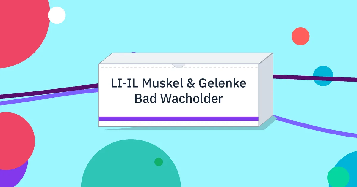 Symbolbild: Packung mit der Aufschrift LI-IL Muskel & Gelenke Bad Wacholder (PZN 10826304) – Verfügbarkeit und Bezug in Apotheken in Frankfurt am Main