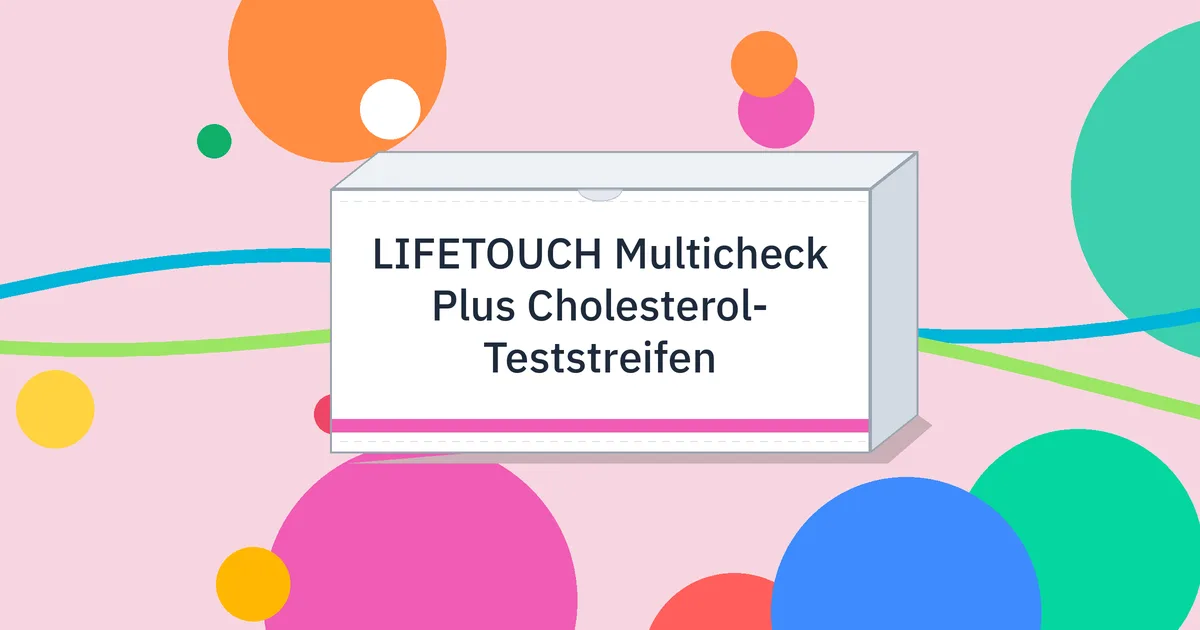 Symbolbild: Packung mit der Aufschrift LIFETOUCH Multicheck Plus Cholesterol-Teststreifen (PZN 20644484) – Verfügbarkeit und Bezug in Apotheken in Frankfurt am Main