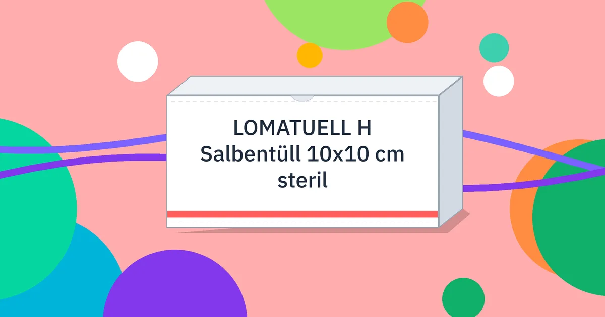 Symbolbild: Packung mit der Aufschrift LOMATUELL H Salbentüll 10x10 cm steril (PZN 19144463) – Verfügbarkeit und Bezug in Apotheken in Frankfurt am Main