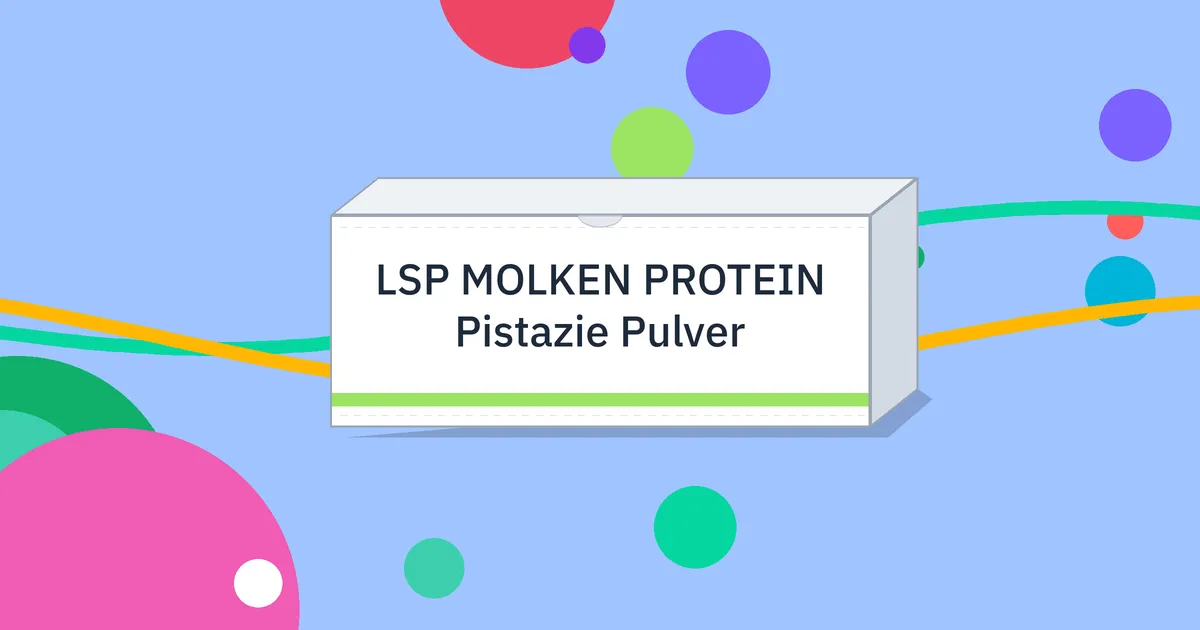 Symbolbild: Packung mit der Aufschrift LSP MOLKEN PROTEIN Pistazie Pulver (PZN 09725041) – Verfügbarkeit und Bezug in Apotheken in Frankfurt am Main