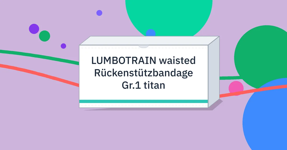 Symbolbild: Packung mit der Aufschrift LUMBOTRAIN waisted Rückenstützbandage Gr.1 titan (PZN 19346497) – Verfügbarkeit und Bezug in Apotheken in Frankfurt am Main