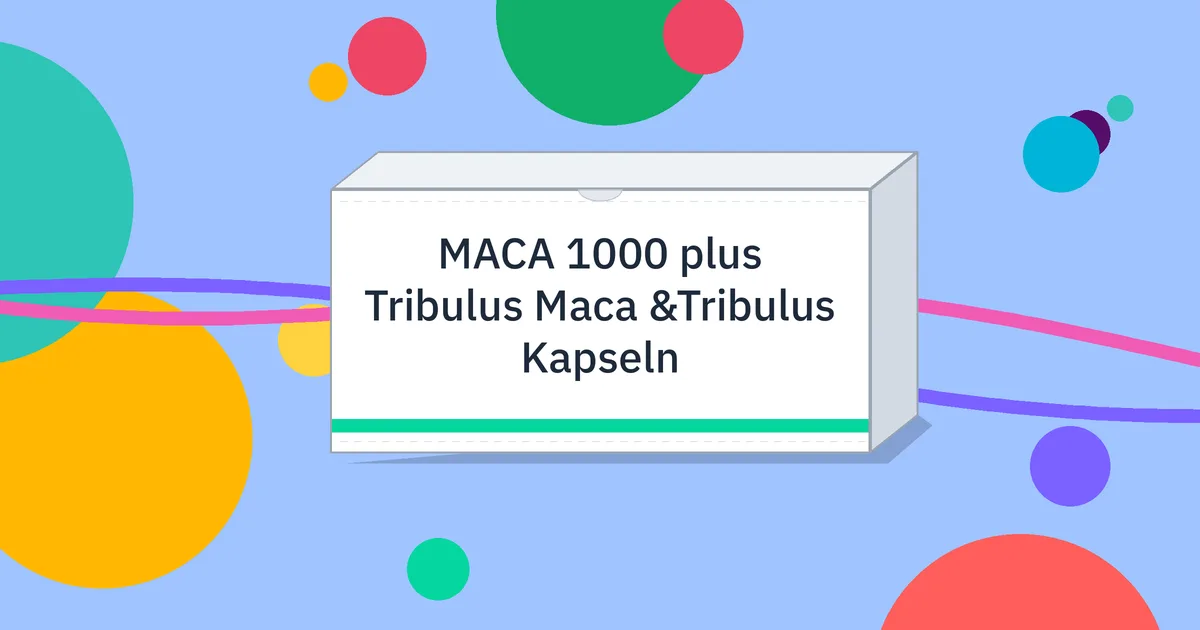 Symbolbild: Packung mit der Aufschrift MACA 1000 plus Tribulus Maca &Tribulus Kapseln (PZN 18017834) – Verfügbarkeit und Bezug in Apotheken in Frankfurt am Main