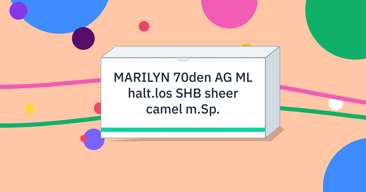 Symbolbild: Packung mit der Aufschrift MARILYN 70den AG ML halt.los SHB sheer camel m.Sp. (PZN 16187615) – Verfügbarkeit und Bezug in Apotheken in Frankfurt am Main