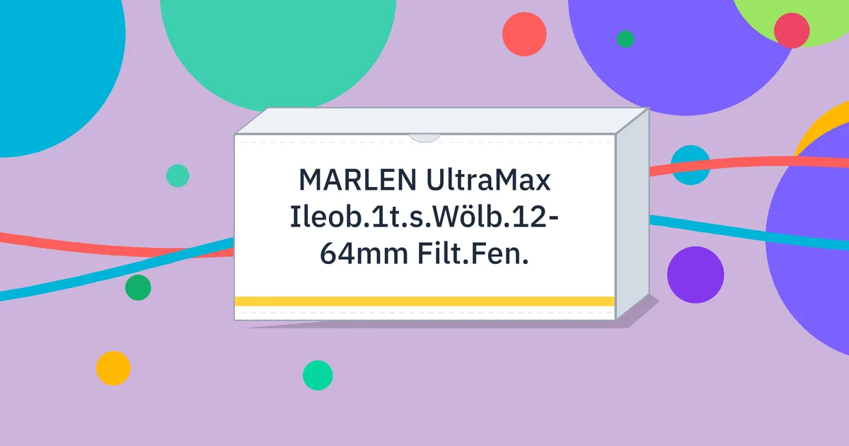 Symbolbild: Packung mit der Aufschrift MARLEN UltraMax Ileob.1t.s.Wölb.12-64mm Filt.Fen. (PZN 14363798) – Verfügbarkeit und Bezug in Apotheken in Frankfurt am Main