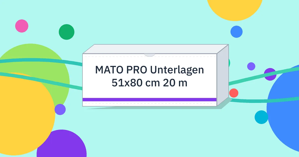 Symbolbild: Packung mit der Aufschrift MATO PRO Unterlagen 51x80 cm 20 m (PZN 06932319) – Verfügbarkeit und Bezug in Apotheken in Frankfurt am Main