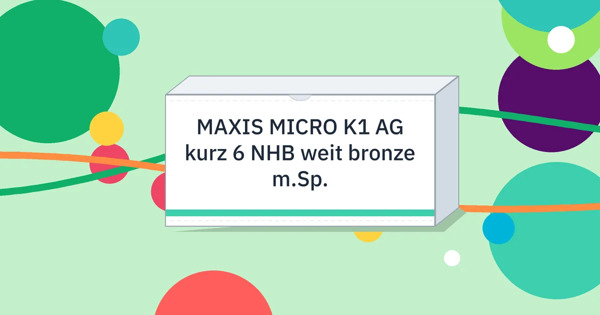 Symbolbild: Packung mit der Aufschrift MAXIS MICRO K1 AG kurz 6 NHB weit bronze m.Sp. (PZN 17672301) – Verfügbarkeit und Bezug in Apotheken in Frankfurt am Main
