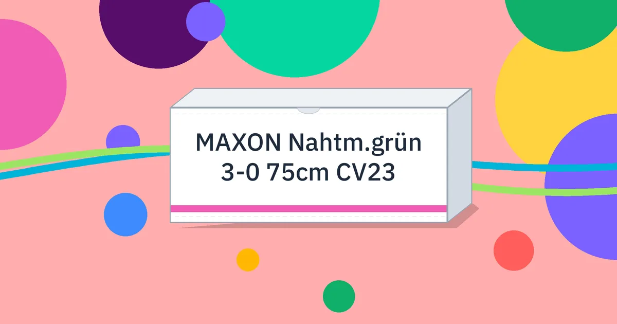 Symbolbild: Packung mit der Aufschrift MAXON Nahtm.grün 3-0 75cm CV23 (PZN 18258957) – Verfügbarkeit und Bezug in Apotheken in Frankfurt am Main