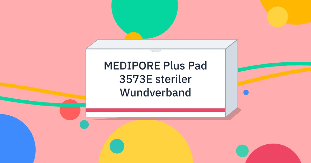 Symbolbild: Packung mit der Aufschrift MEDIPORE Plus Pad 3573E steriler Wundverband (PZN 09008523) – Verfügbarkeit und Bezug in Apotheken in Frankfurt am Main