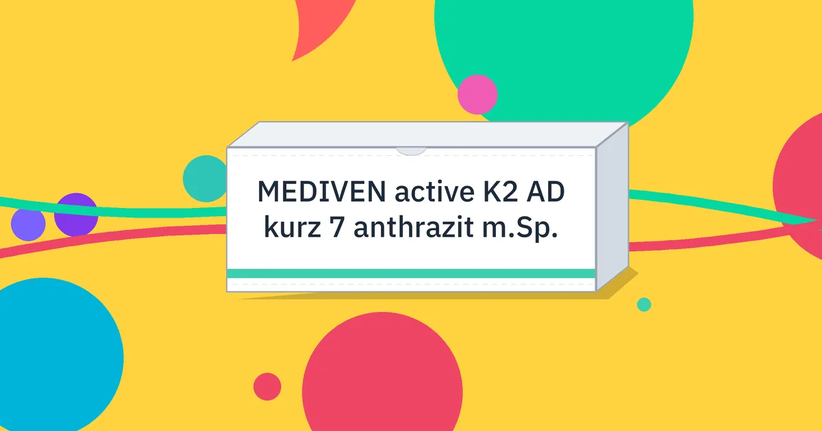 Symbolbild: Packung mit der Aufschrift MEDIVEN active K2 AD kurz 7 anthrazit m.Sp. (PZN 14553292) – Verfügbarkeit und Bezug in Apotheken in Frankfurt am Main