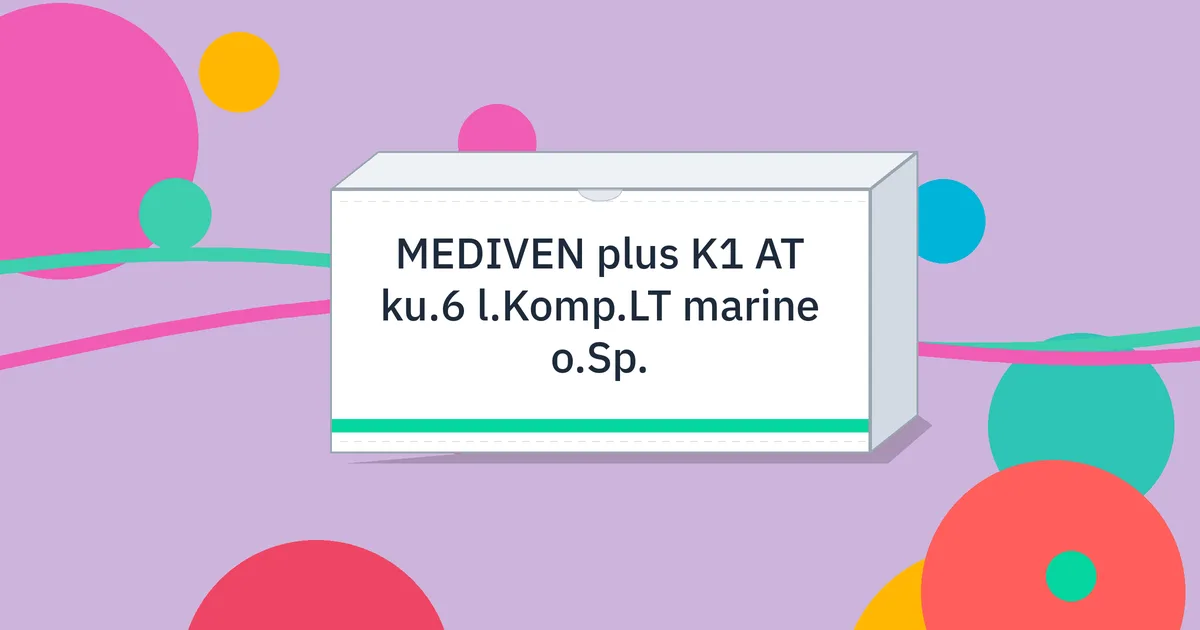 Symbolbild: Packung mit der Aufschrift MEDIVEN plus K1 AT ku.6 l.Komp.LT marine o.Sp. (PZN 15028599) – Verfügbarkeit und Bezug in Apotheken in Frankfurt am Main