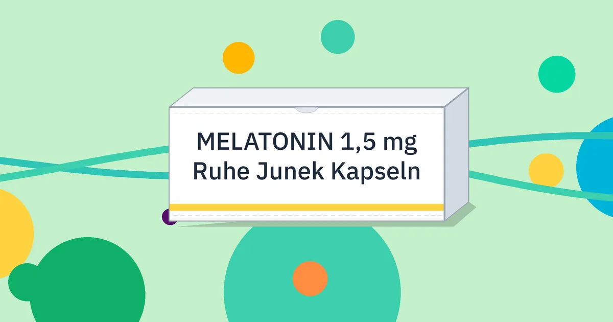 Symbolbild: Packung mit der Aufschrift MELATONIN 1,5 mg Ruhe Junek Kapseln (PZN 17900015) – Verfügbarkeit und Bezug in Apotheken in Frankfurt am Main