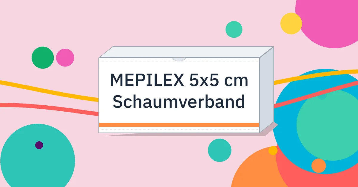 Symbolbild: Packung mit der Aufschrift MEPILEX 5x5 cm Schaumverband (PZN 13364181) – Verfügbarkeit und Bezug in Apotheken in Frankfurt am Main