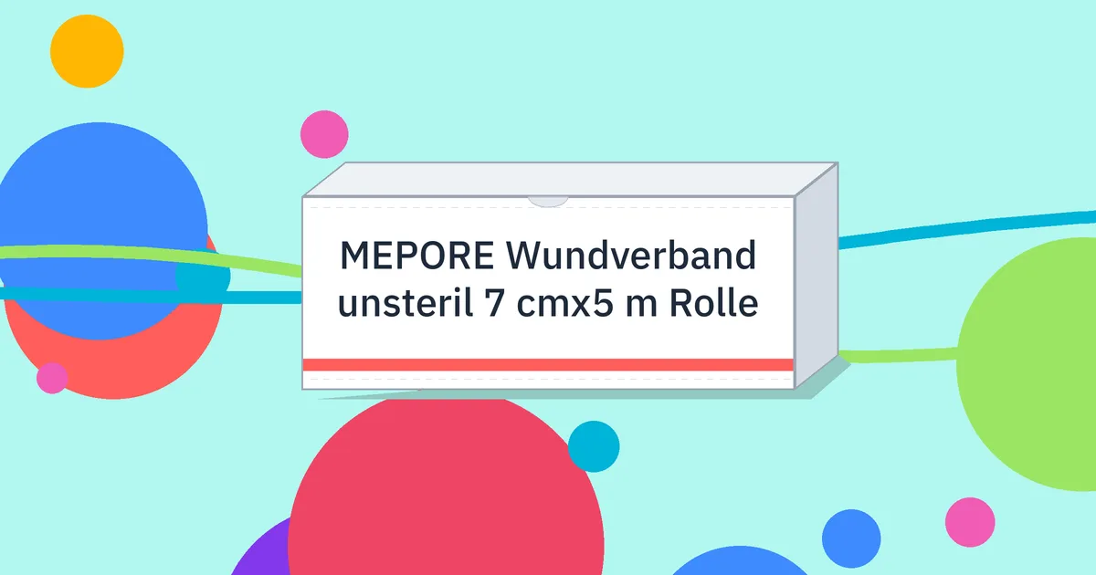 Symbolbild: Packung mit der Aufschrift MEPORE Wundverband unsteril 7 cmx5 m Rolle (PZN 05139820) – Verfügbarkeit und Bezug in Apotheken in Frankfurt am Main
