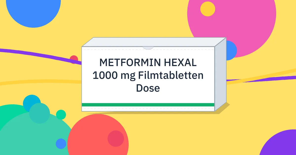 Symbolbild: Packung mit der Aufschrift METFORMIN HEXAL 1000 mg Filmtabletten Dose (PZN 17420775) – Verfügbarkeit und Bezug in Apotheken in Frankfurt am Main