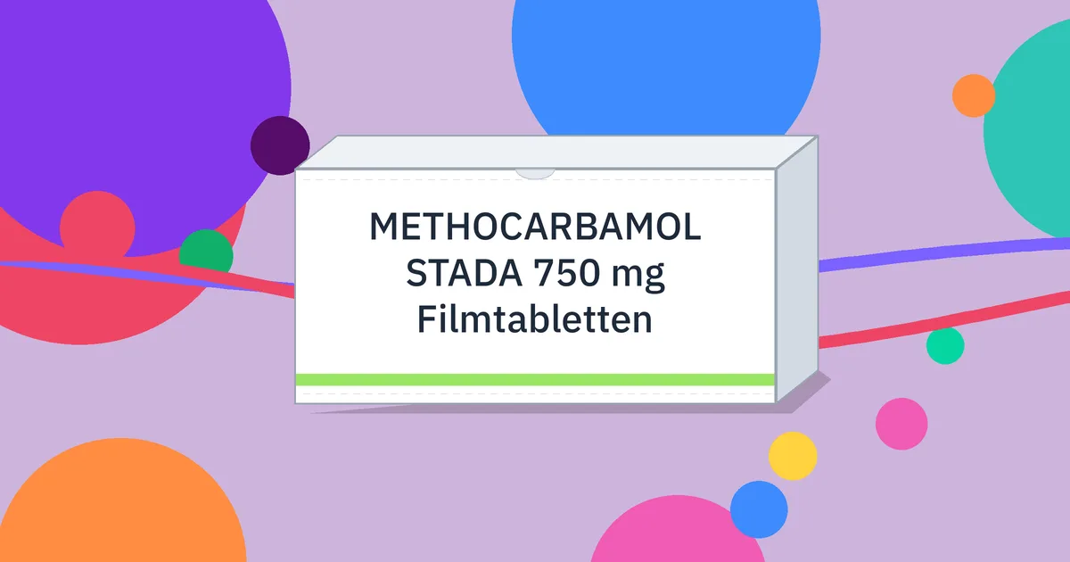 Symbolbild: Packung mit der Aufschrift METHOCARBAMOL STADA 750 mg Filmtabletten (PZN 14166454) – Verfügbarkeit und Bezug in Apotheken in Frankfurt am Main