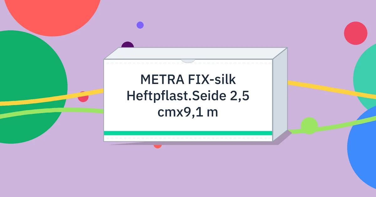 Symbolbild: Packung mit der Aufschrift METRA FIX-silk Heftpflast.Seide 2,5 cmx9,1 m (PZN 07771798) – Verfügbarkeit und Bezug in Apotheken in Frankfurt am Main