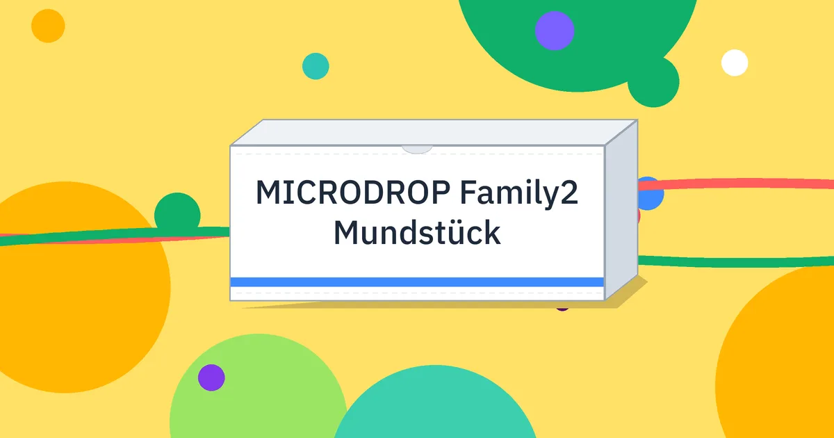 Symbolbild: Packung mit der Aufschrift MICRODROP Family2 Mundstück (PZN 00023001) – Verfügbarkeit und Bezug in Apotheken in Frankfurt am Main