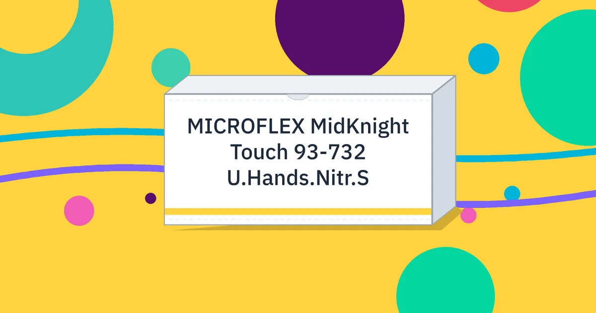 Symbolbild: Packung mit der Aufschrift MICROFLEX MidKnight Touch 93-732 U.Hands.Nitr.S (PZN 18388677) – Verfügbarkeit und Bezug in Apotheken in Frankfurt am Main