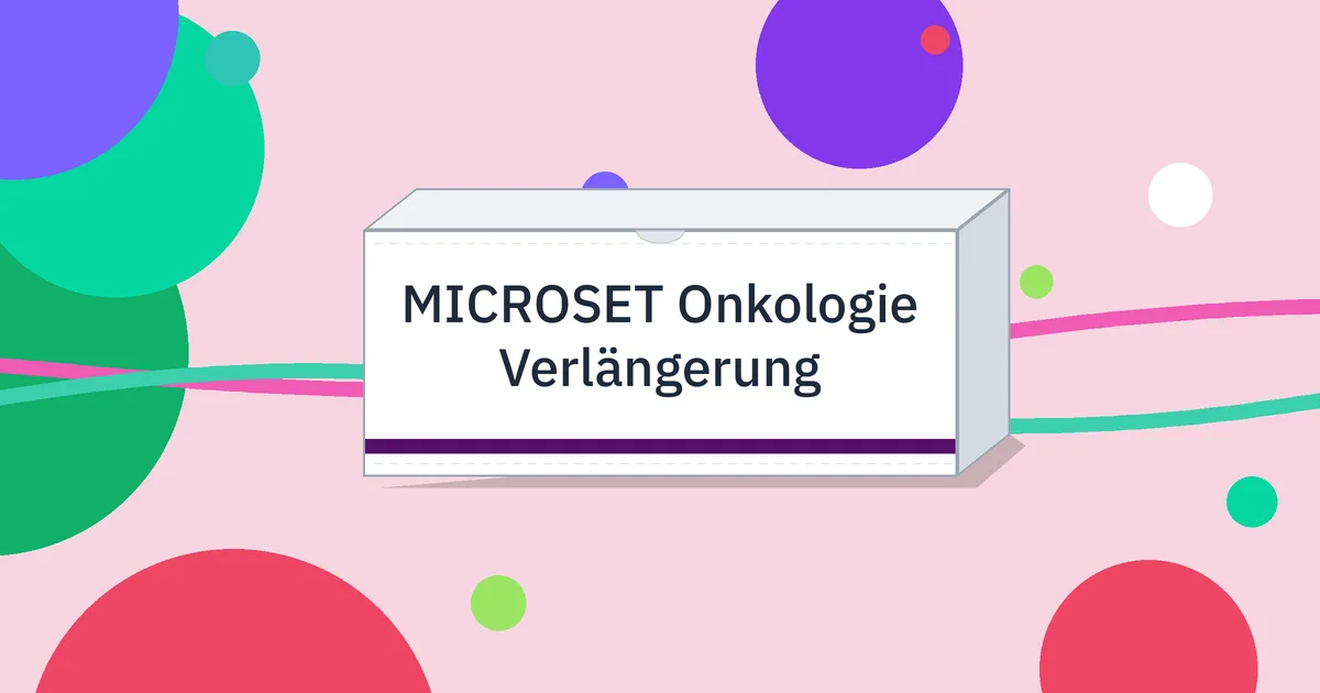 Symbolbild: Packung mit der Aufschrift MICROSET Onkologie Verlängerung (PZN 14376513) – Verfügbarkeit und Bezug in Apotheken in Frankfurt am Main