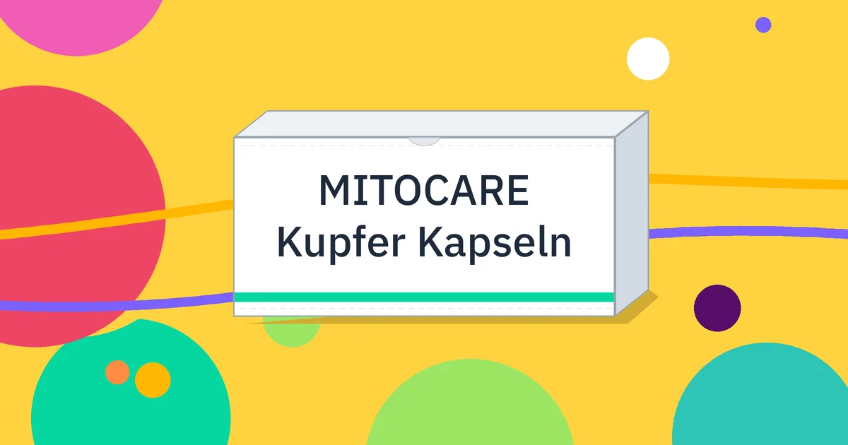 Symbolbild: Packung mit der Aufschrift MITOCARE Kupfer Kapseln (PZN 19842701) – Verfügbarkeit und Bezug in Apotheken in Frankfurt am Main