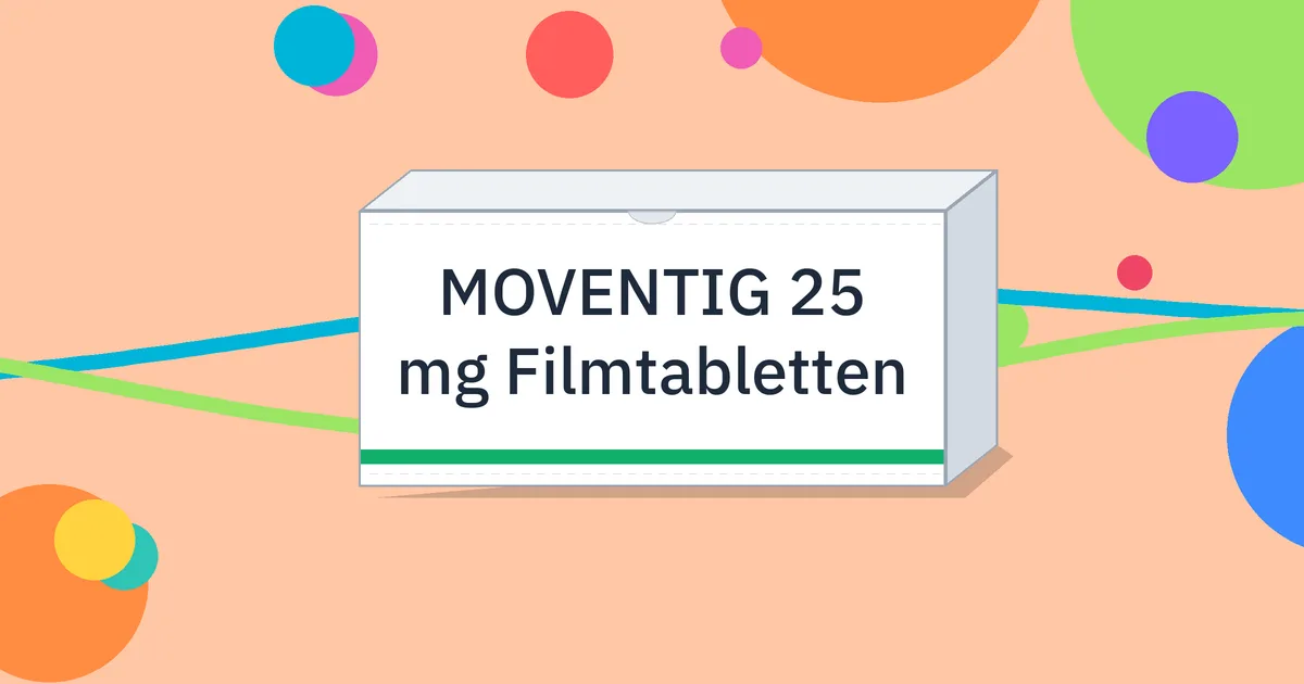 Symbolbild: Packung mit der Aufschrift MOVENTIG 25 mg Filmtabletten (PZN 14131987) – Verfügbarkeit und Bezug in Apotheken in Frankfurt am Main