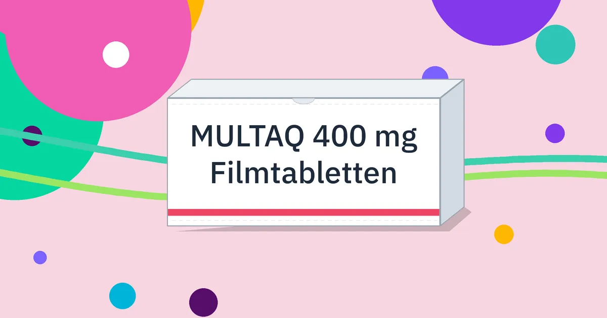 Symbolbild: Packung mit der Aufschrift MULTAQ 400 mg Filmtabletten (PZN 10167356) – Verfügbarkeit und Bezug in Apotheken in Frankfurt am Main