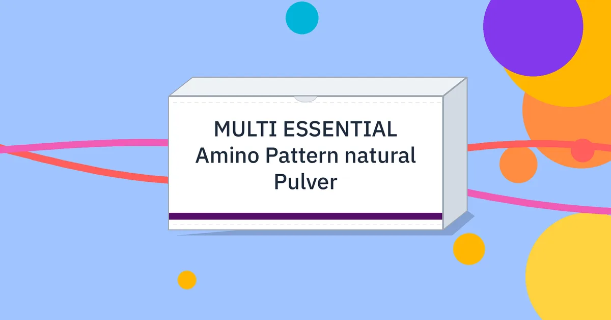 Symbolbild: Packung mit der Aufschrift MULTI ESSENTIAL Amino Pattern natural Pulver (PZN 14027882) – Verfügbarkeit und Bezug in Apotheken in Frankfurt am Main
