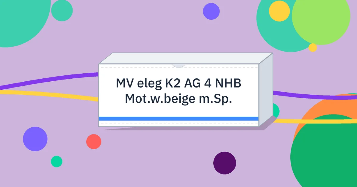 Symbolbild: Packung mit der Aufschrift MV eleg K2 AG 4 NHB Mot.w.beige m.Sp. (PZN 15727274) – Verfügbarkeit und Bezug in Apotheken in Frankfurt am Main