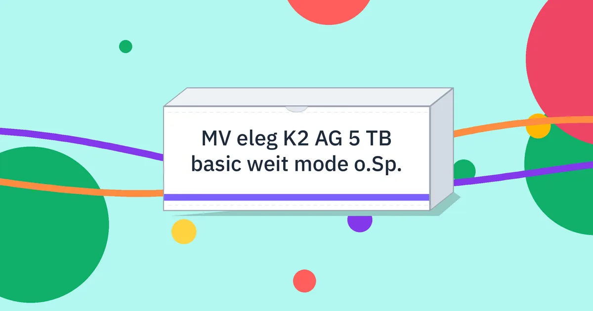 Symbolbild: Packung mit der Aufschrift MV eleg K2 AG 5 TB basic weit mode o.Sp. (PZN 09866907) – Verfügbarkeit und Bezug in Apotheken in Frankfurt am Main