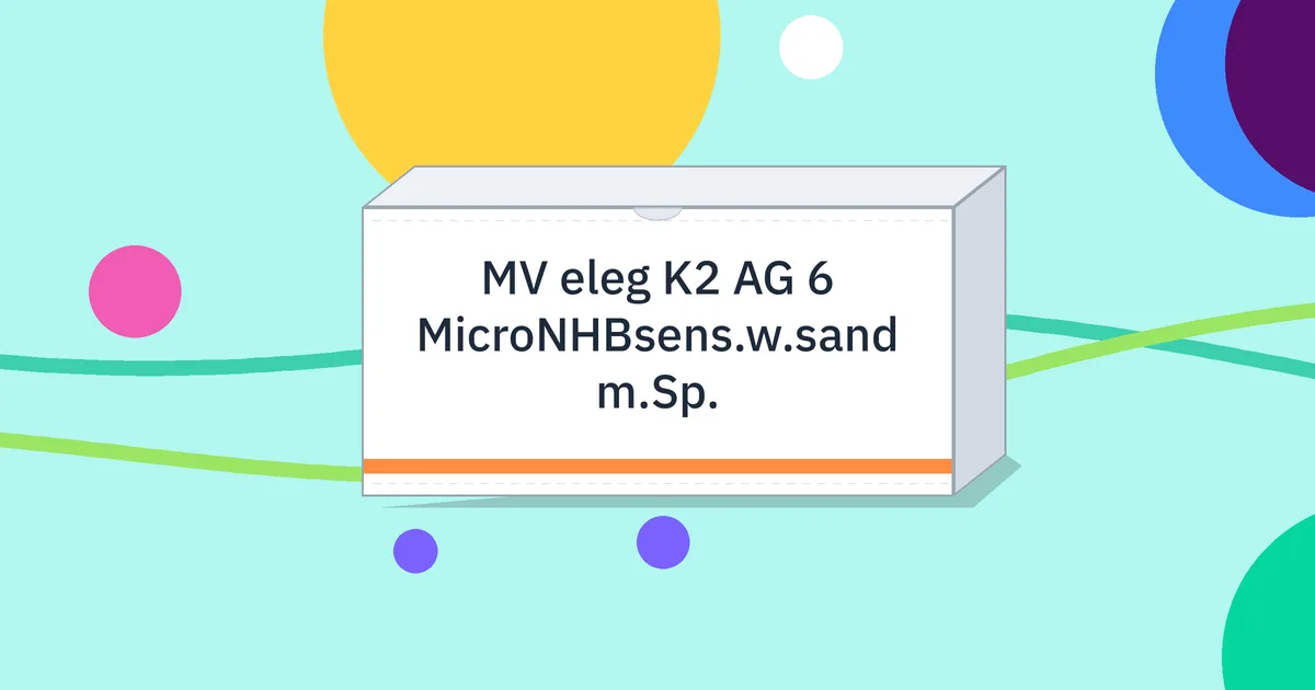 Symbolbild: Packung mit der Aufschrift MV eleg K2 AG 6 MicroNHBsens.w.sand m.Sp. (PZN 18931058) – Verfügbarkeit und Bezug in Apotheken in Frankfurt am Main