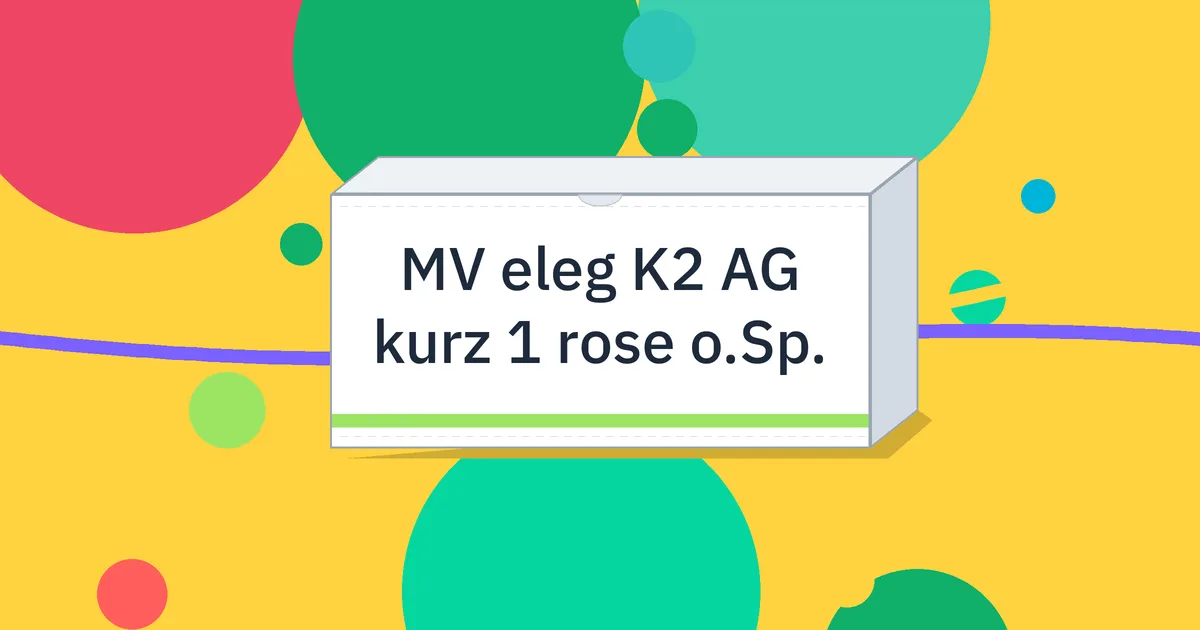 Symbolbild: Packung mit der Aufschrift MV eleg K2 AG kurz 1 rose o.Sp. (PZN 14697855) – Verfügbarkeit und Bezug in Apotheken in Frankfurt am Main