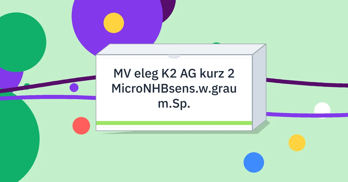 Symbolbild: Packung mit der Aufschrift MV eleg K2 AG kurz 2 MicroNHBsens.w.grau m.Sp. (PZN 18927335) – Verfügbarkeit und Bezug in Apotheken in Frankfurt am Main