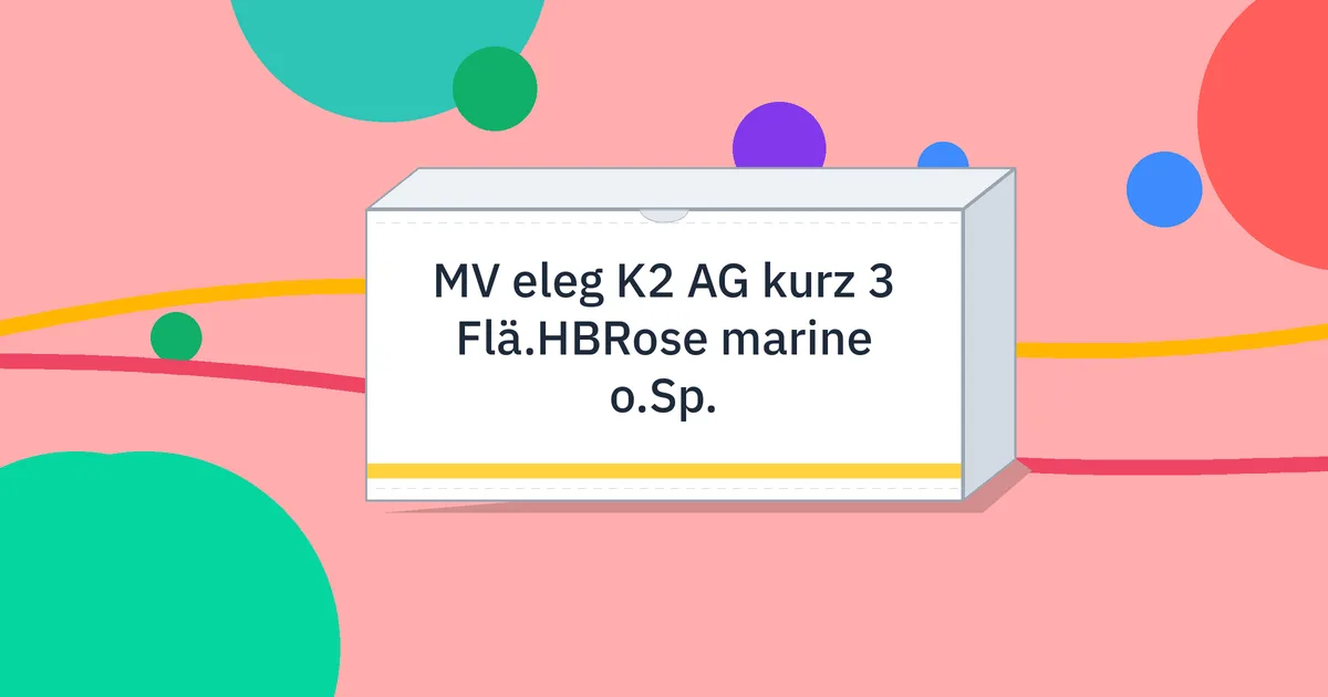 Symbolbild: Packung mit der Aufschrift MV eleg K2 AG kurz 3 Flä.HBRose marine o.Sp. (PZN 15704876) – Verfügbarkeit und Bezug in Apotheken in Frankfurt am Main